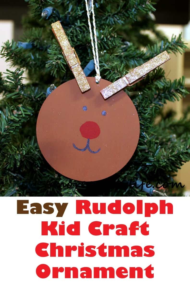 Easy Rudolph Wood Ornament - Christmas Kid Craft - A More Crafty Life
