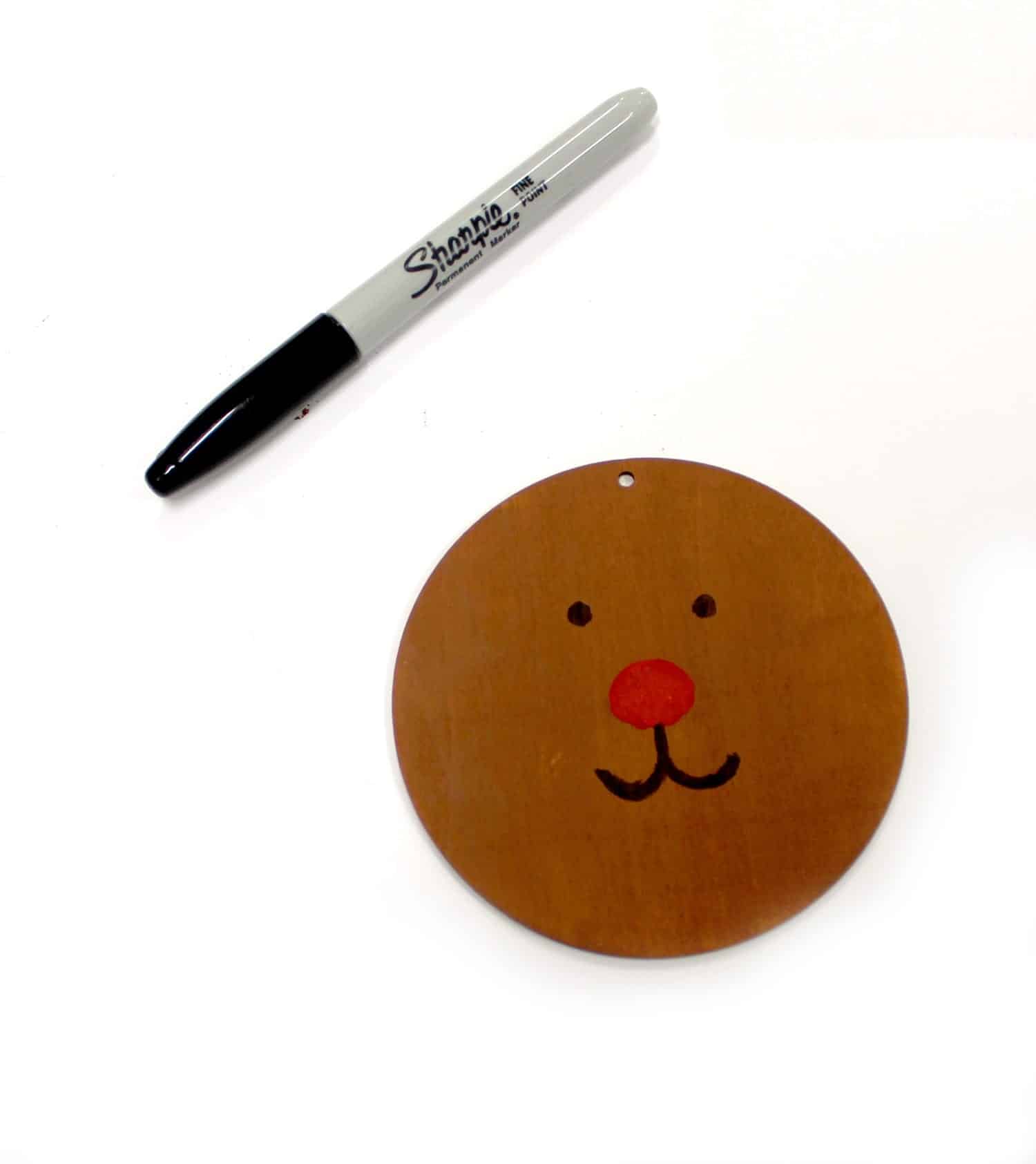 Easy Rudolph Wood Ornament - Christmas Kid Craft - A More Crafty Life