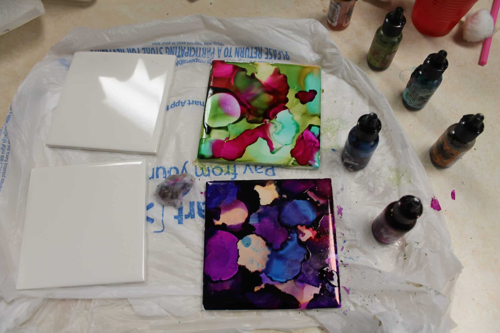 Colorful Ink Coasters – Handmade Gift - A More Crafty Life