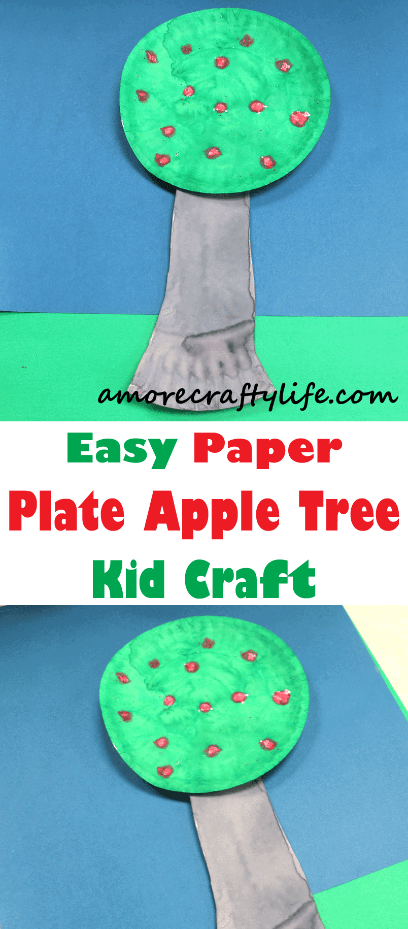 Paper Plate Apple Tree Kid Craft - Fall Fun - A More Crafty Life