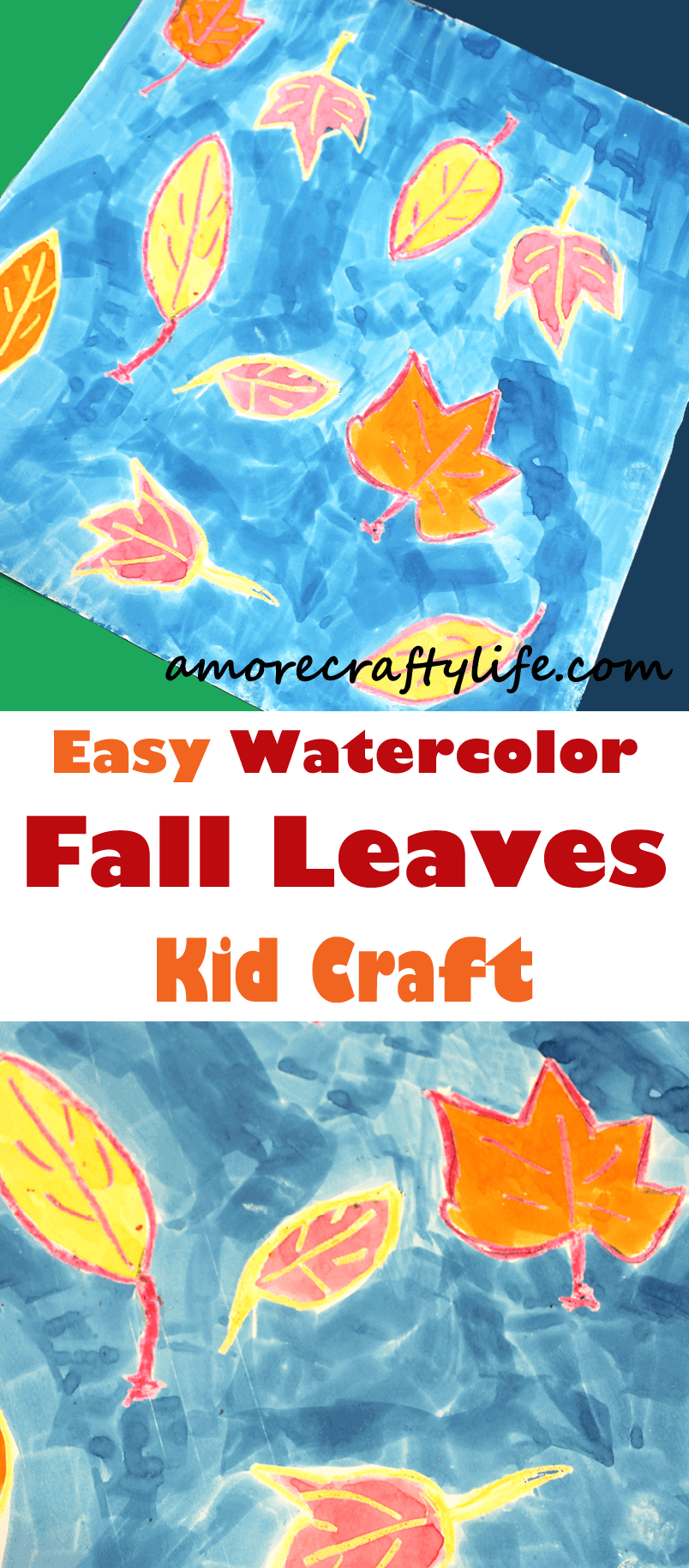 Painted Fall Leaves Kid Craft - Watercolor Fun - A More Crafty Life