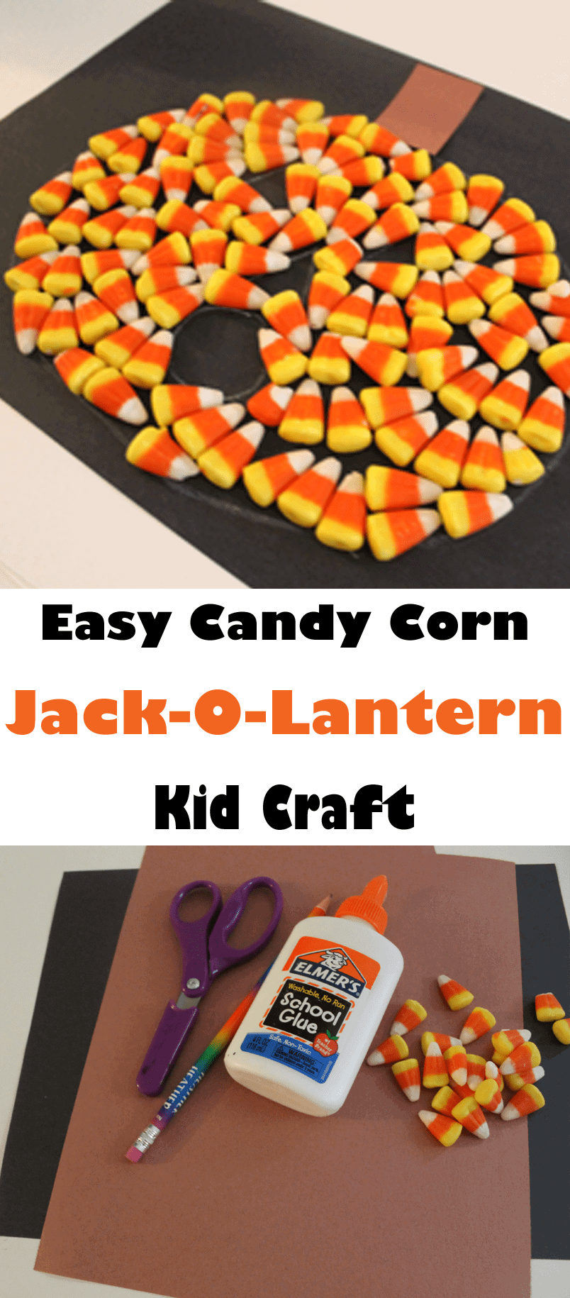 Candy Corn Jack-O-Lantern Kid Craft - A More Crafty Life