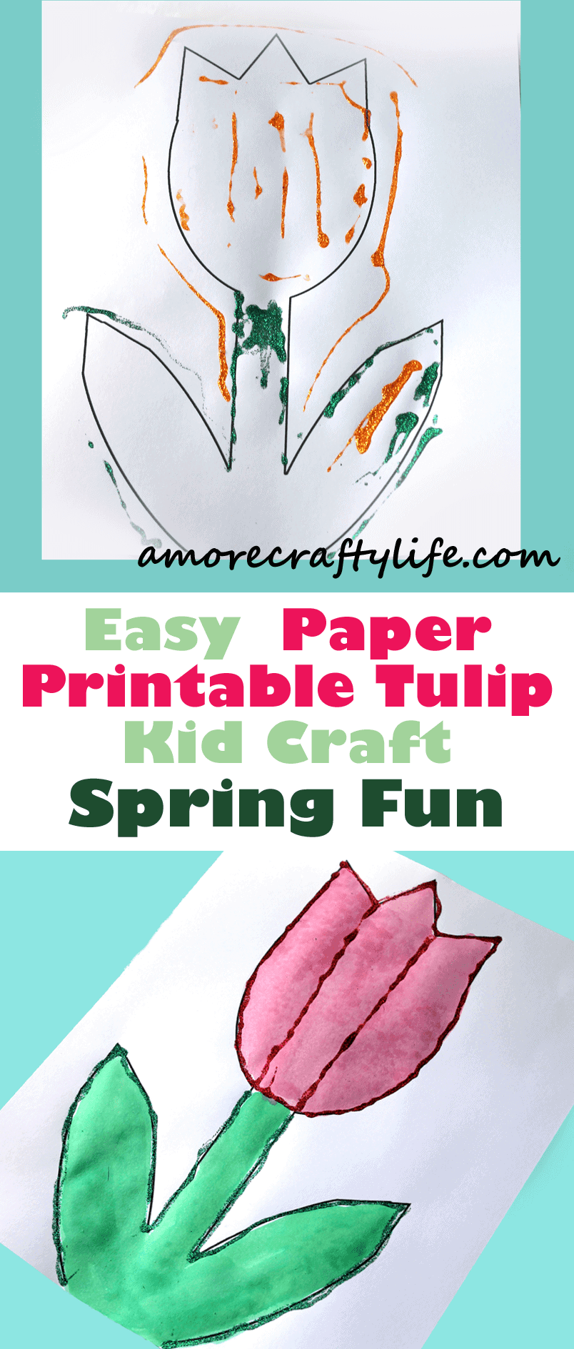Printable Tulip Template Craft for Kids - A More Crafty Life