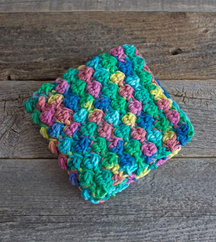 Easy Colorful Berry Washcloth Crochet Pattern - A More Crafty Life