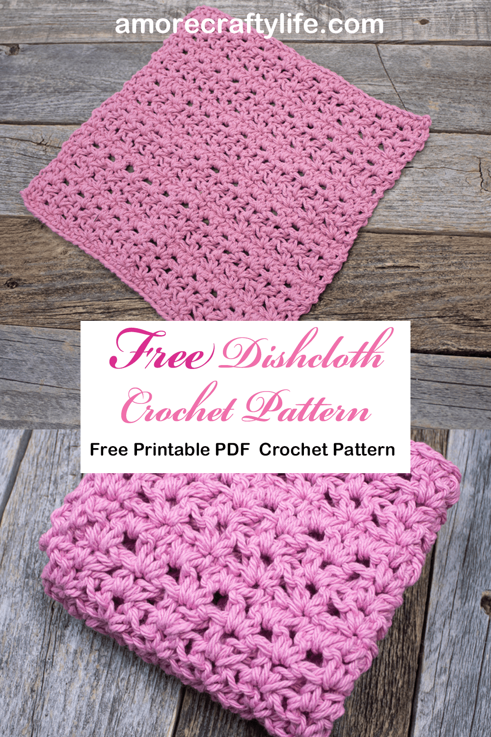 Rose Half Double V Washcloth Crochet Pattern - A More Crafty Life