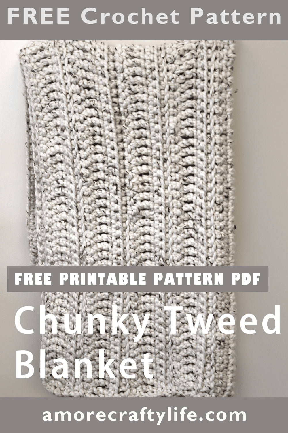 Quick Modern Super Chunky Tweed Crochet Blanket Pattern - A More Crafty ...