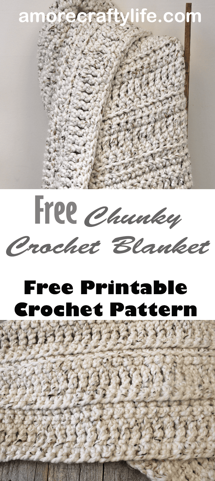 Quick Modern Super Chunky Tweed Crochet Blanket Pattern - A More Crafty ...