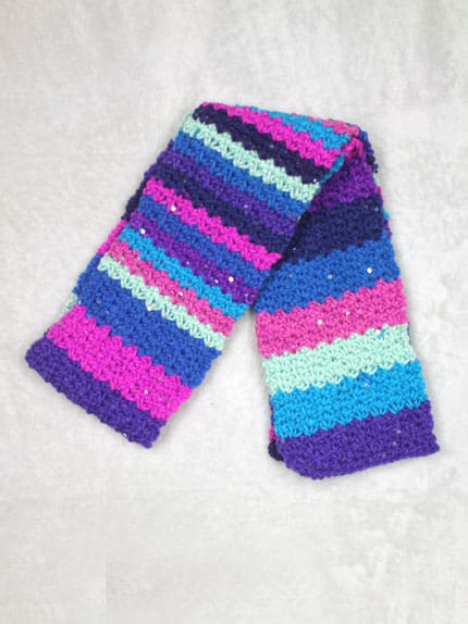 Easy Striped Children's Scarf Crochet Pattern - A More Crafty Life