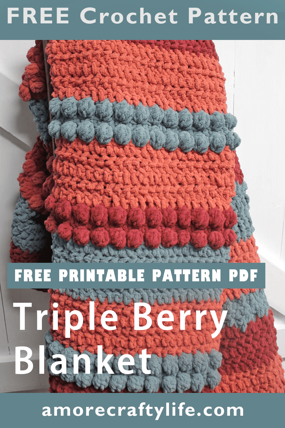 Triple Berry Chunky Crochet Throw Blanket - Soft & Cozy - A More Crafty ...