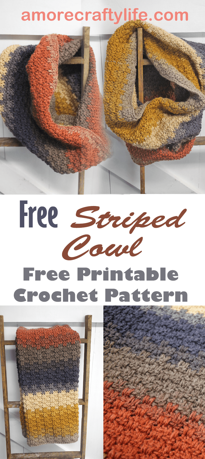 Up and Down Stripes Cowl Crochet Free Pattern - A More Crafty Life