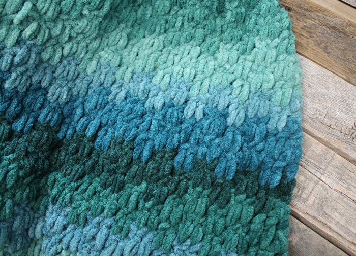 Easy Evergreen Ombre Chunky Crochet Throw Blanket - A More Crafty Life