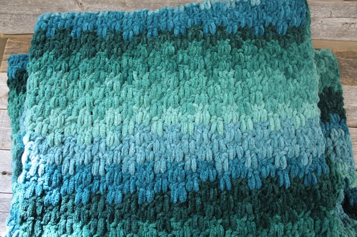 Easy Evergreen Ombre Chunky Crochet Throw Blanket - A More Crafty Life