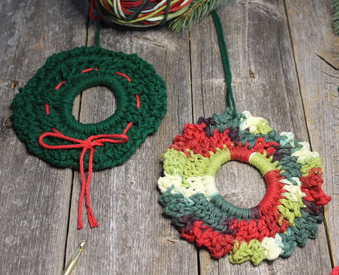 Mini Christmas Wreath Crochet Ornament Pattern - A More Crafty Life