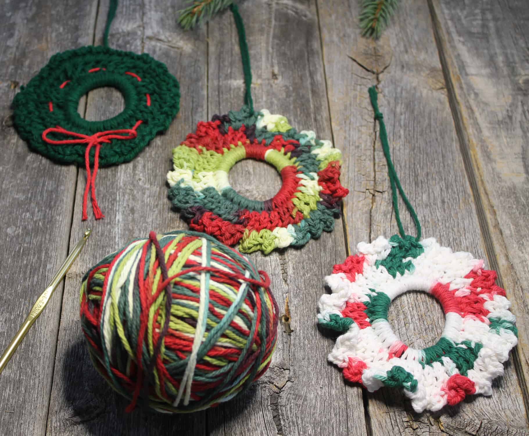 Mini Christmas Wreath Crochet Ornament Pattern - A More Crafty Life