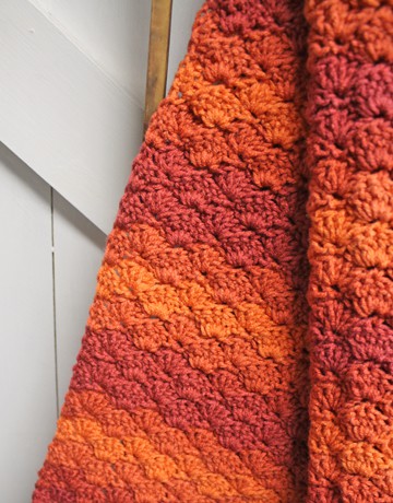 On Fire Ombre Shell Stitch Crochet Blanket Pattern - A More Crafty Life