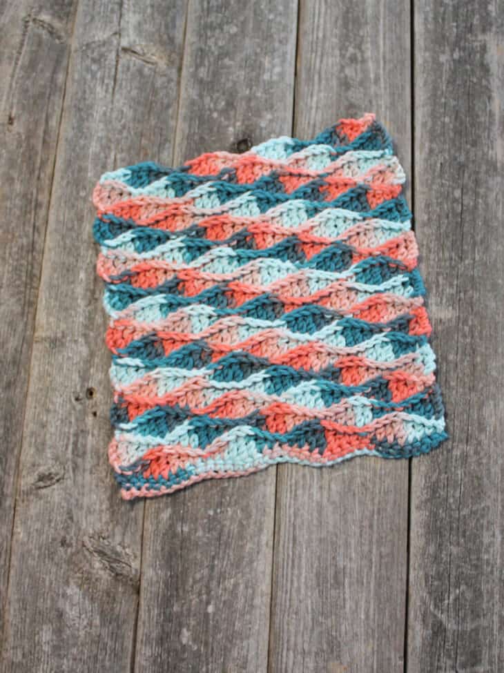 Coral Raised Waves Cotton Crochet Dishcloth Pattern: Basic Stitches - A ...