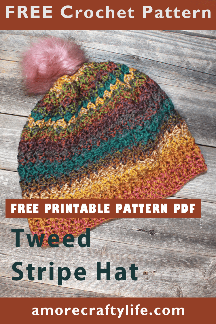 Colorful Tweed Free Crochet Hat Pattern - Worsted Weight Yarn - A More ...