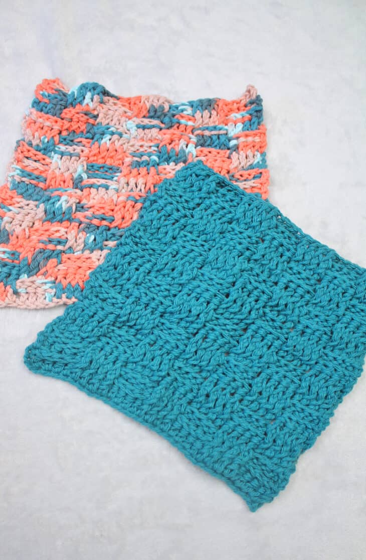 Basketweave Stitch Crochet Tutorial to Make - Cotton Dishcloth Pattern ...