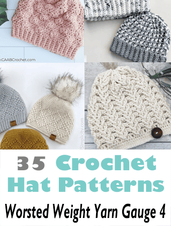 35 Free Easy Crochet Hat Patterns Worsted Yarn to Make - A More Crafty Life