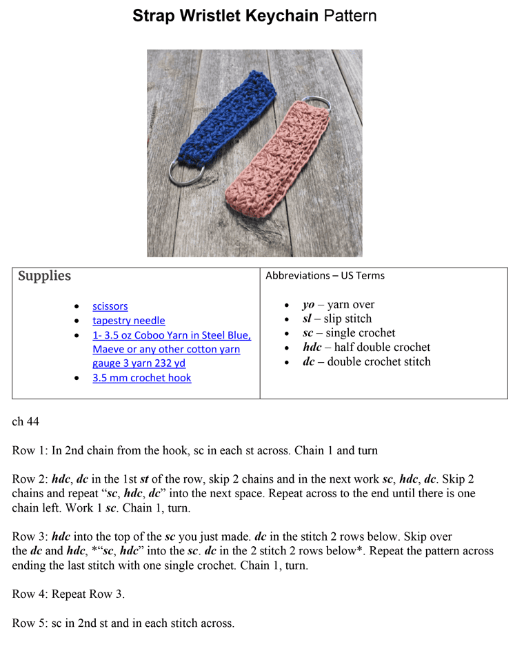 Easy Strap Crochet Wristlet Pattern Free: Soft Cotton Bamboo - A More ...