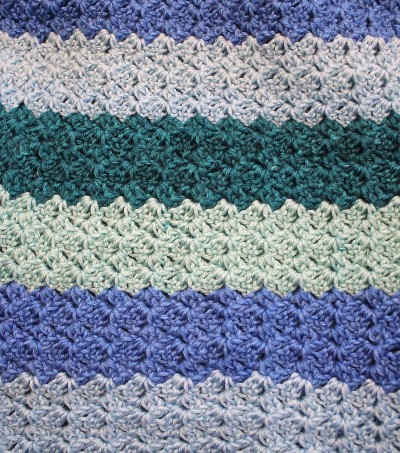 Easy 4 Color Stripe Crochet Baby Blanket Pattern Free - A More Crafty Life