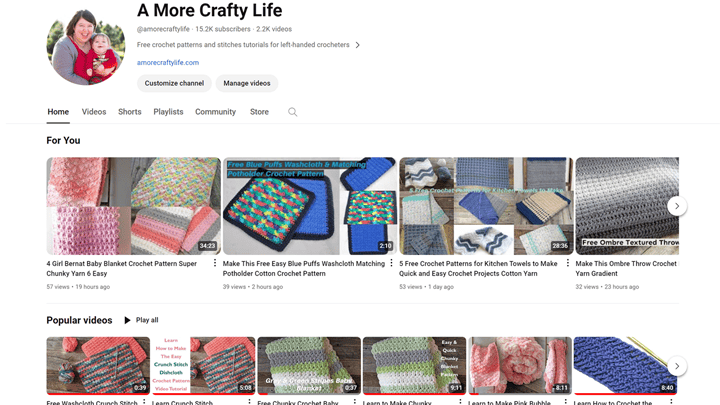 YouTube for Crocheting 100's of Patterns - A More Crafty Life