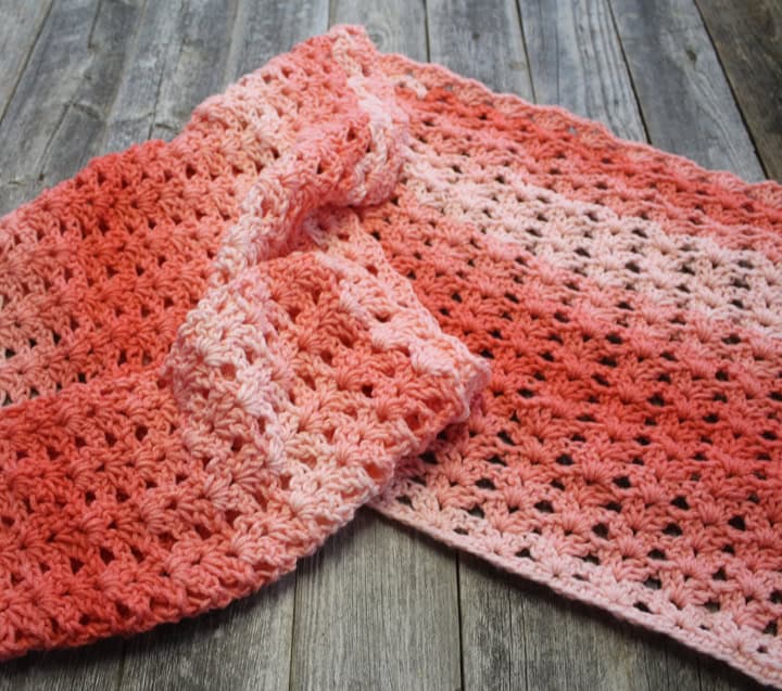 Easy Coral Gradient Crochet Throw Pattern to Make - A More Crafty Life