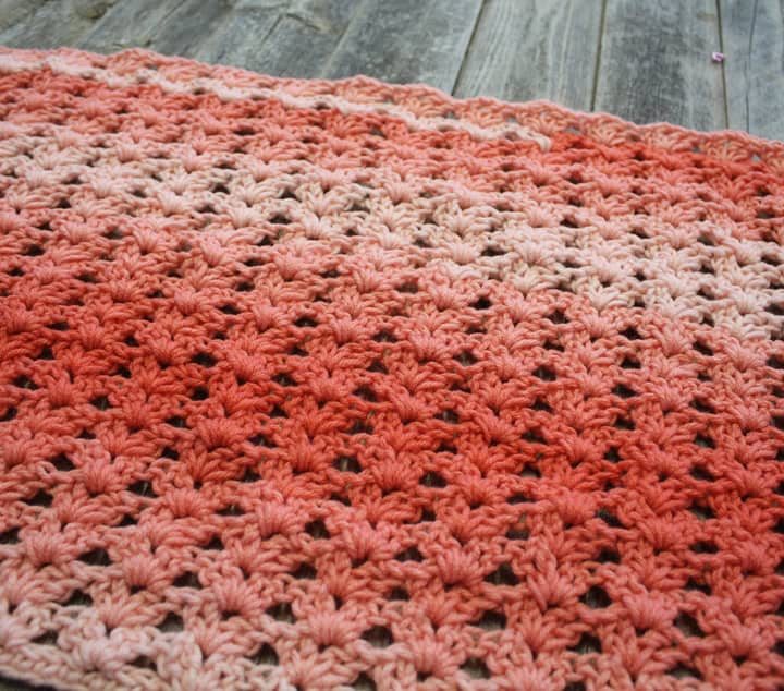 Easy Coral Gradient Crochet Throw Pattern to Make - A More Crafty Life