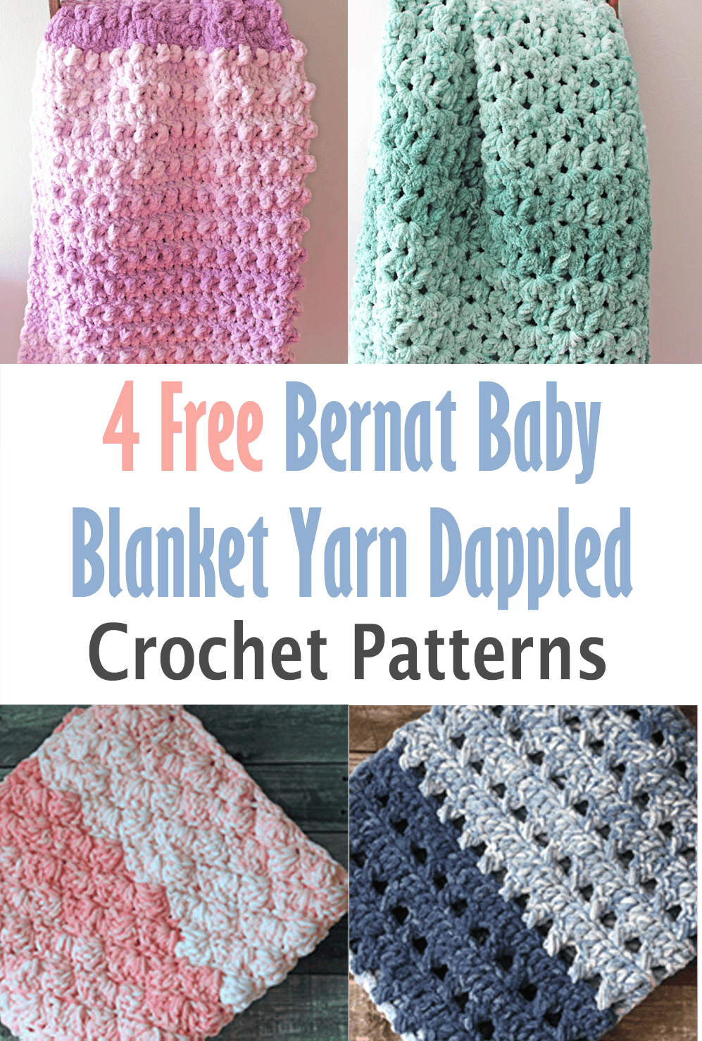 Free Crochet Patterns Bernat Baby Blanket Yarn Dappled 5 Easy Designs ...