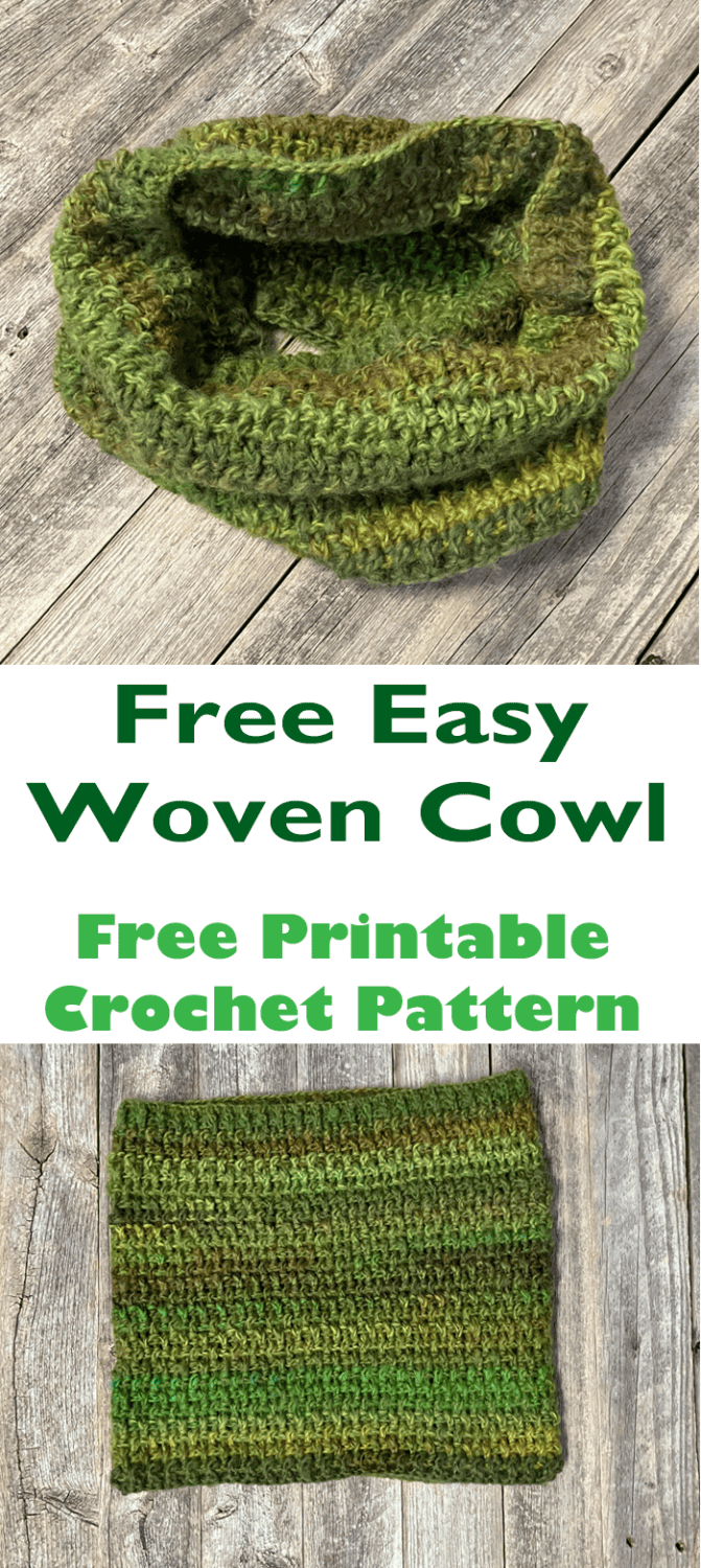Easy Forest Green Woven Crochet Cowl Pattern Worsted Weight - A More ...