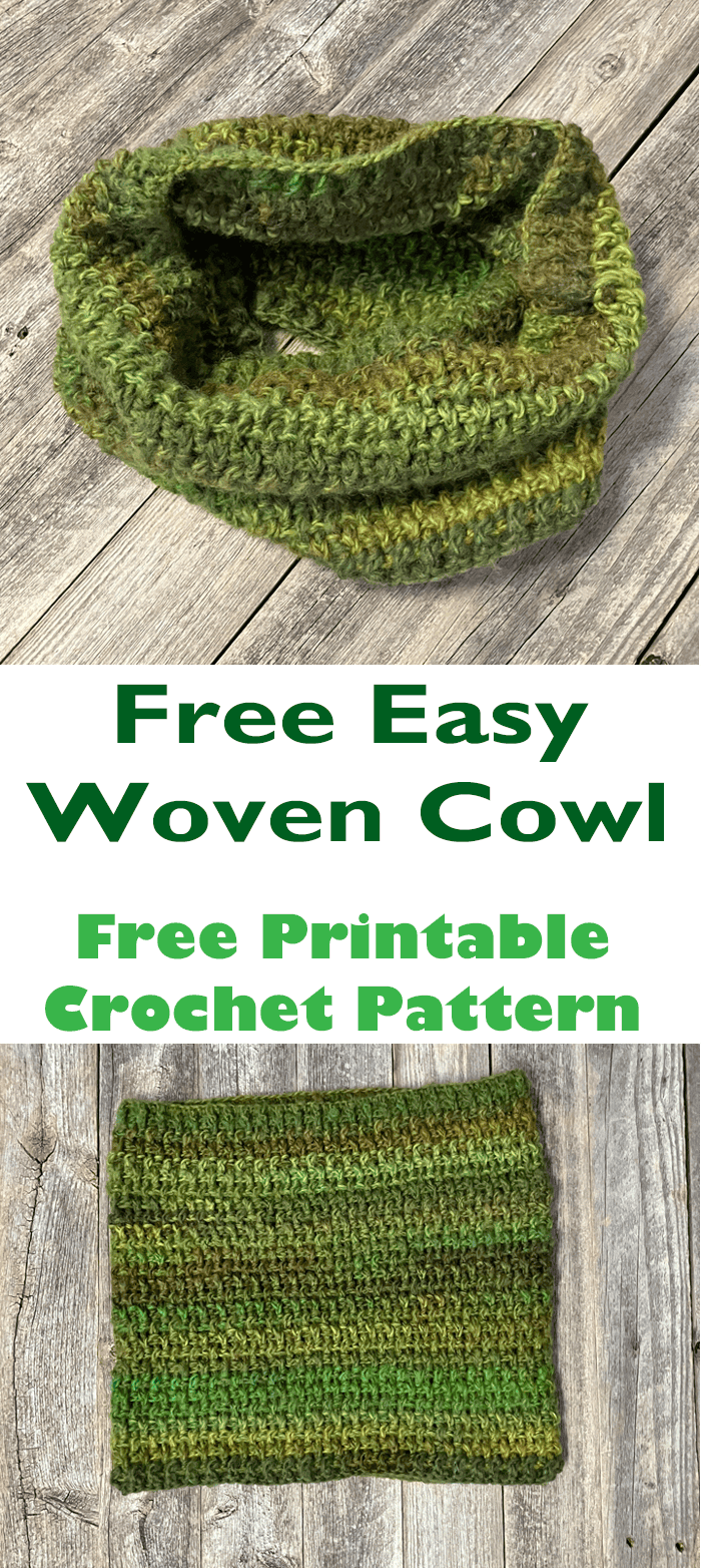Easy Forest Green Woven Crochet Cowl Pattern Worsted Weight - A More ...
