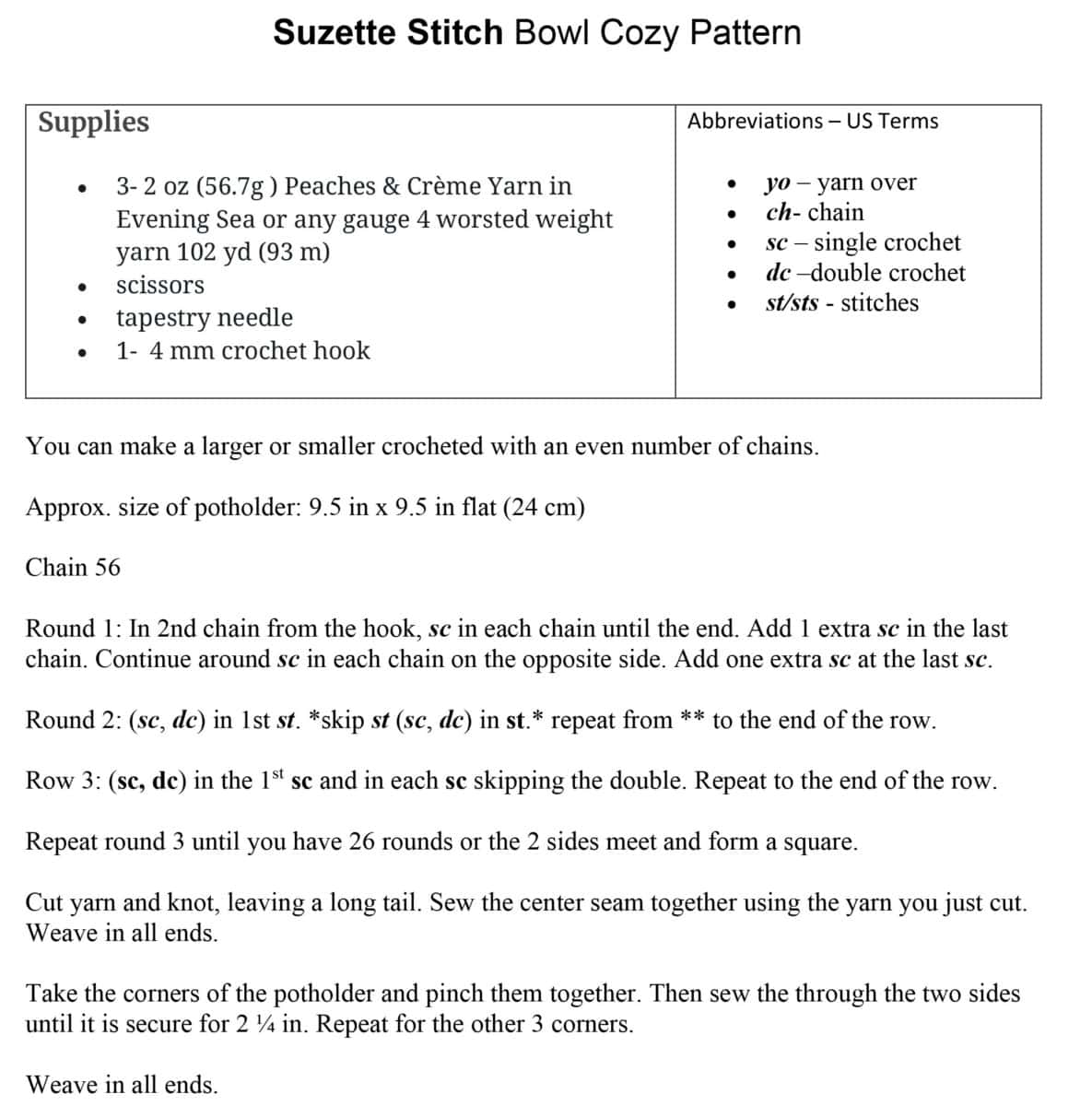 Double Thick Cotton Bowl Cozy Crochet Pattern Kitchen Projects - A More ...